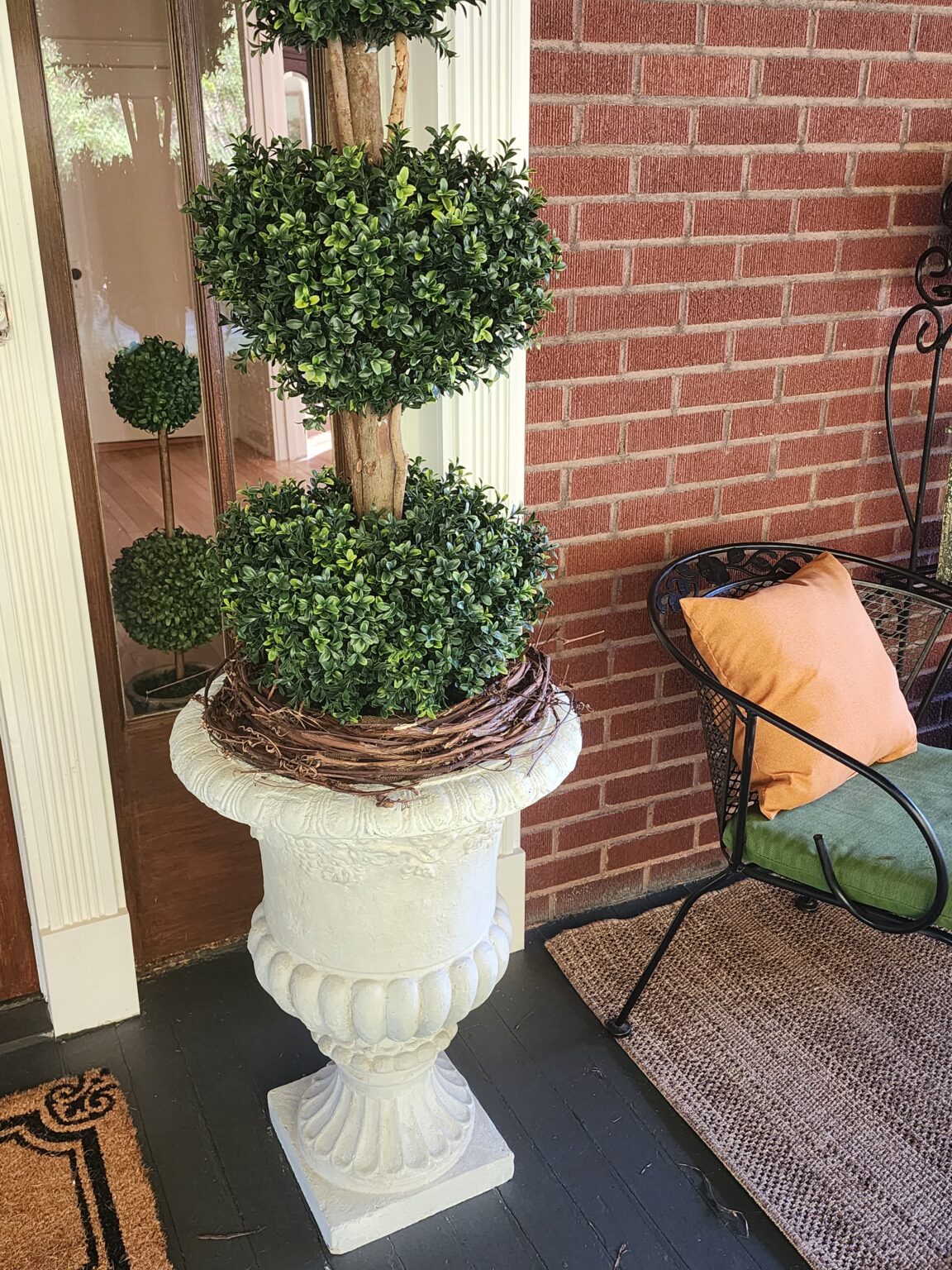 Follow The Yellow Brick Home - Fall Front Porch with Boxwood Topiaries and Wreaths – Follow The ...